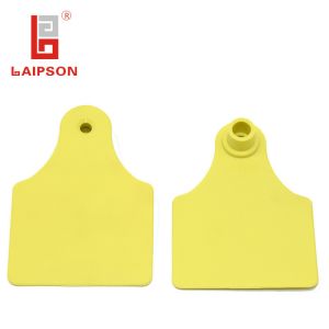 Quality Middle Size Livestock Cattle Ear Tags Anti Fading Yellow 79*56mm TPU Material for sale