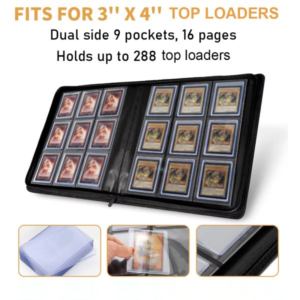 Quality Wholesale 9 Pockets Top Loader Binder Large Capacity PU Leather Photo Card for sale
