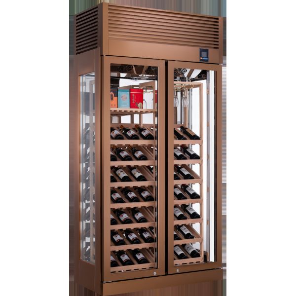 Quality HJG-1150A Two Door Air-cooled Wine Cabinet No Fingerprint Stainless Steel 1200*600*2400mm for sale