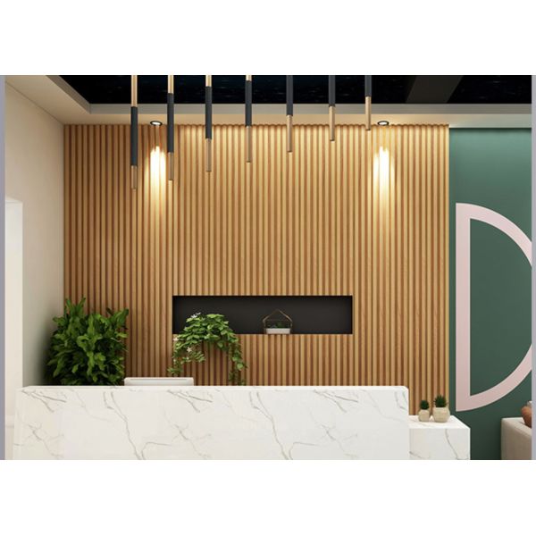 Quality Scene Display WPC Laminated Fluted Flat Wall Panel for Indoor Interior for sale