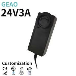 Quality Black 24V 3A Interchangeable Power Adapter / Power Supply ABS+PC for sale