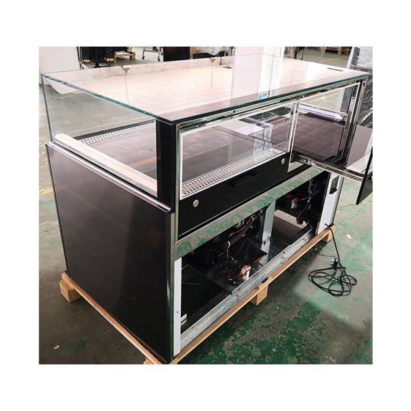 Quality Black Titanium Chocolate Display Refrigerator With LED Inside Two Drawers for sale