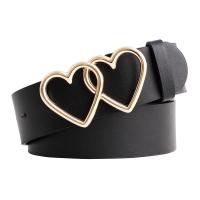 China Ladies 107cm Faux Leather Belt Heartdouble Buckle Waist Belt factory