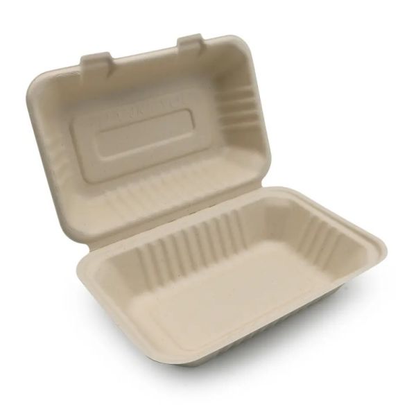 Quality 600ml 1000ml Dinnerware Compostable Party Tableware Bagasse Pulp Lunch Bento Box for sale