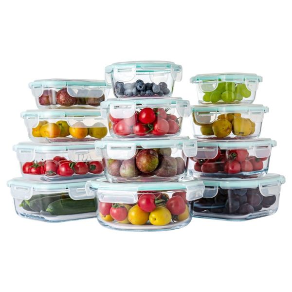 Quality Microwave Oven Safe High Borosilicate Glass Lunch Box With Plastic Lid for sale