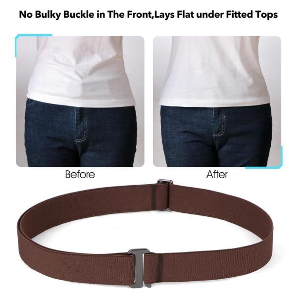 Quality Flat Elasticated Belts Mens Invisible 115cm Black Zinc Alloy Buckle for sale