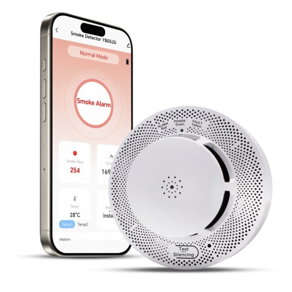 Quality UL Tuya Temperature Smoke Detector Kitchen Safe CO Fire Alarm System Alarm Sensor for sale