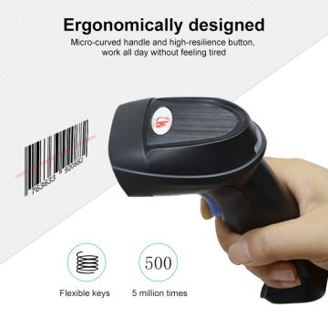 Quality Handheld Wired POS Barcode Scanner Supermarket Checkout USB RS232 1D Bar Code for sale