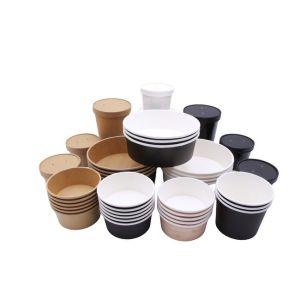 Quality Disposable Brown Paper Bowls 20oz For Ice Cream Packaging Disposable Soup Bowl for sale
