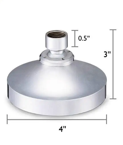 Shower head side profile showing spray pattern