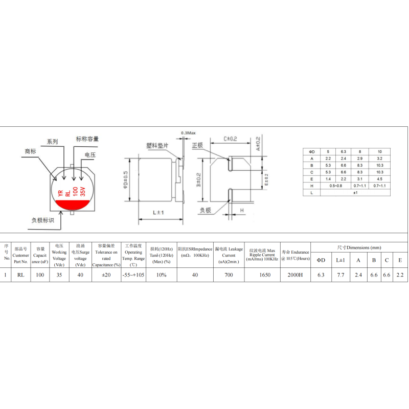 100UF&35V Low ESR Solid-state Polymer Capacitor - SMD Type Solid-state High-polymer Capacitors