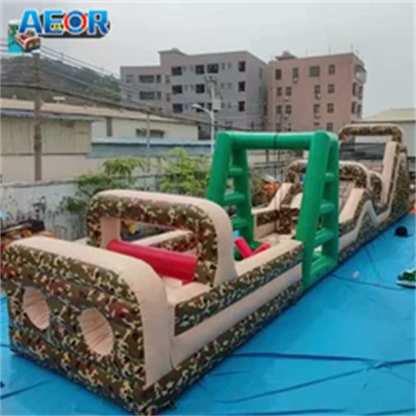 Quality inflatable PVC Camouflage jumping obstacle backyard inflatable obstacle course for sale