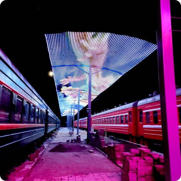 Quality Commercial Buildings Transparent LED Mesh Screen Ip67 Foldable Display for sale