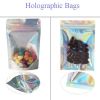 china 0.5OZ Holographic Stand Up Pouch Silver ziplockk Foil Bag Pouches With Tear