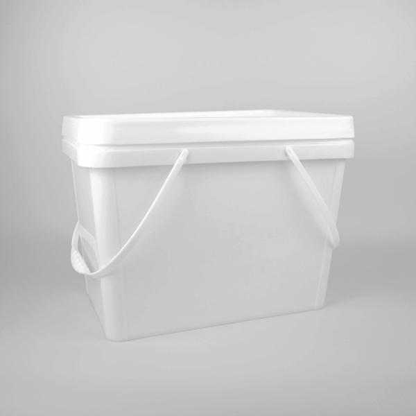 Quality 20L White PP Rectangular Plastic Bucket with Sealing Lid for sale