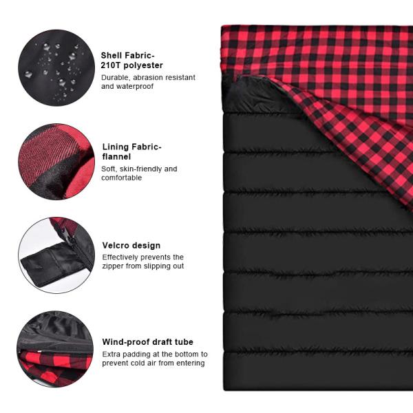 Quality Lightweight Cotton Flannel Double Sleeping Bag Double Sleeping Bag For Camping for sale