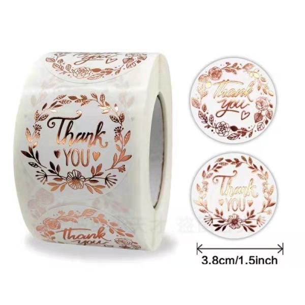 Quality Flower Waterproof Wedding Label Sticker Packaging Thank You Circle Stickers for sale