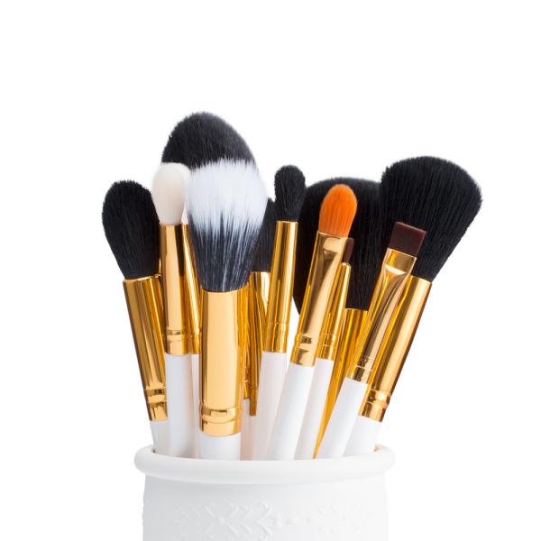 Quality White Gold Jessup 15 Pcs Makeup Brush Set dense Handcrafted for sale