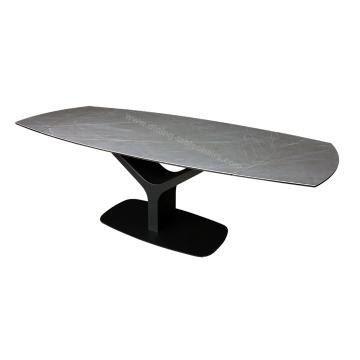 Quality Large Tempered Glass Extendable Dining Table Ceramic Topped For 10-12 Seats for sale
