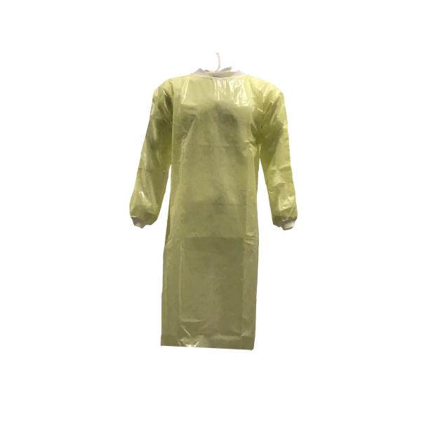 Quality PE+PP 50GSM Yellow Breathable Anti Static Disposable Medical Clothing With Rib for sale