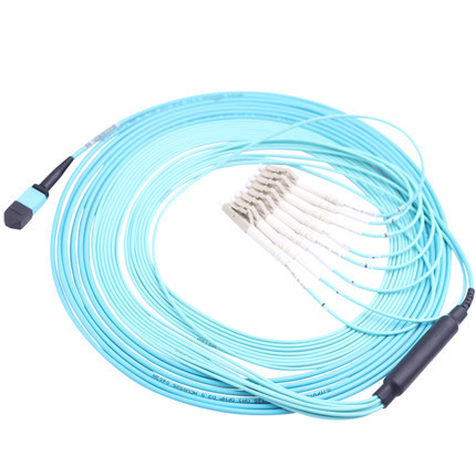Quality Female 12 Cores LC MM MPO Fiber Optic Patch Cord Round for sale