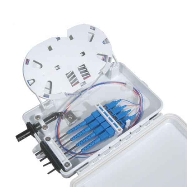 Quality 4Port Fiber Optic Terminal Box SC Simplex SM Cables White Waterproof IP-66 for sale