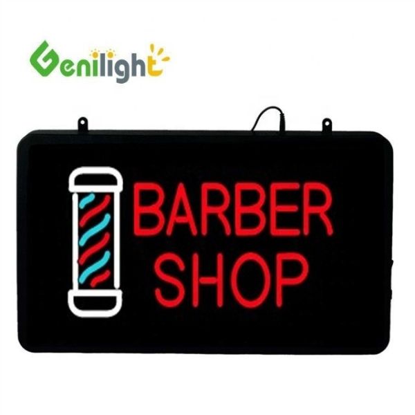 Quality Genilight 22*13inch LED Neon Sign for Barber Shop ABS Outframe Acrylic Front Board for sale