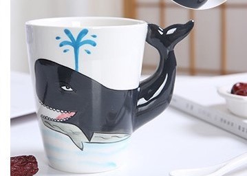Quality Hotel Whale High Temperature Handmade Ceramic Travel Mug for sale