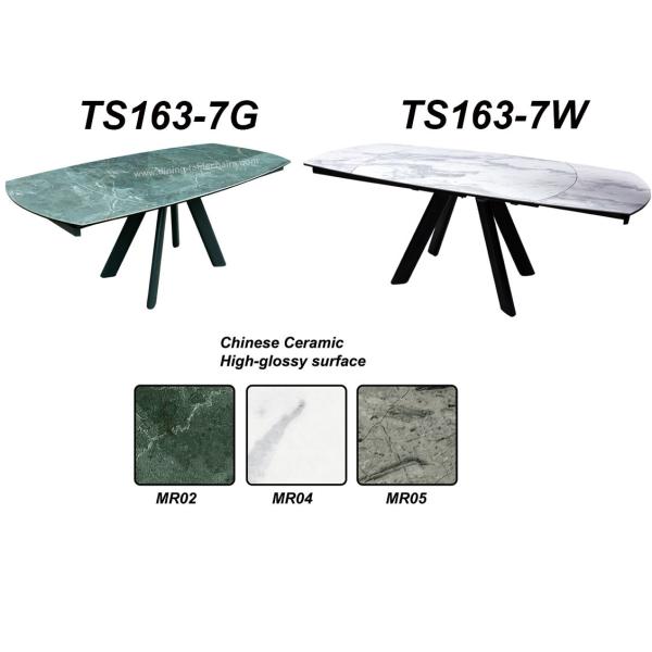 Quality 1.9 Meter Ceramic Top Dining Table , Horsebelly Glass Extension Dining Table for sale