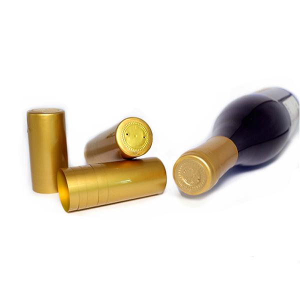 Quality Heat Shrinkable Pvc Wine Bottle Capsules 65mm Height Gold Color for sale