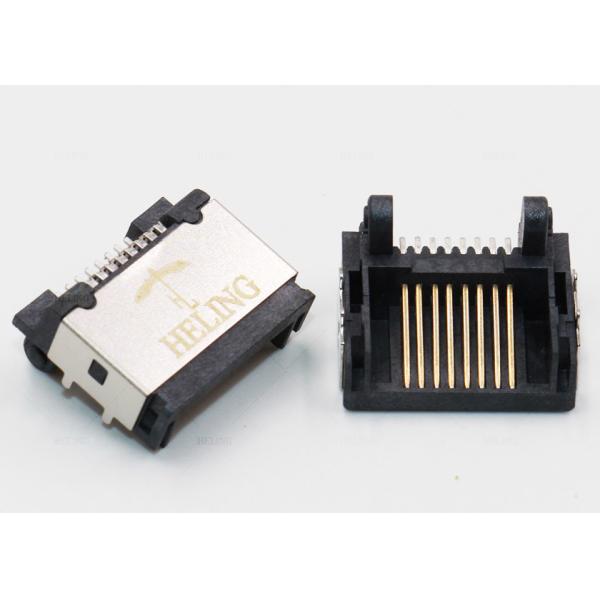 Quality Single Port Shielded SMT RJ45 Connector R / A 50 U" Gold Plating Contact for sale