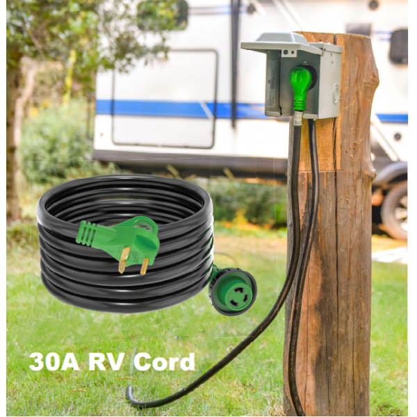 Quality 30A 125V RV Power Extension Cord with Pure Copper Conductors and Weather-Resistant PVC/EPDM Rubber for Reliable Shore Power for sale