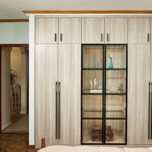 Quality PVC Surface E0E1 Glass Door Closet Indoor Furniture Set For Bedroom for sale