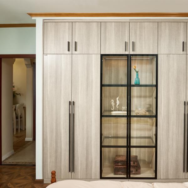 Quality PVC Surface E0E1 Glass Door Closet Indoor Furniture Set For Bedroom for sale