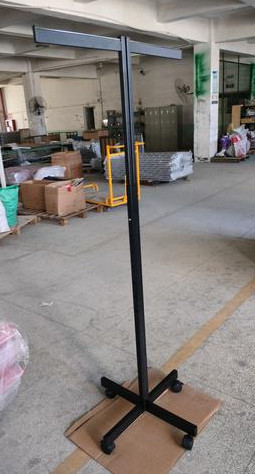 Quality 2 Way Display Rack Rectangular Tubing Clothes Display Rack With Casters Matte for sale