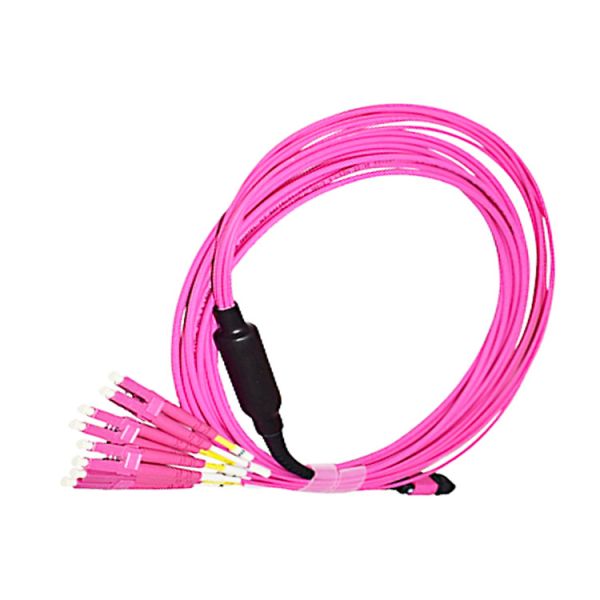 Quality Multimode Type B Duplex OM4 Fiber Optic Cable LC UPC LSZH MPO Breakout Cable for sale
