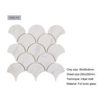 Quality Fan Shaped Glass Mosaic Tiles 260x240mm Inkjet Matt Finish for sale