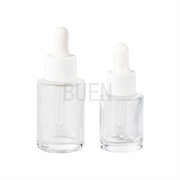Quality Flat Shoulder Liquid Glass Dropper Bottle With Soft Rubber Head for sale
