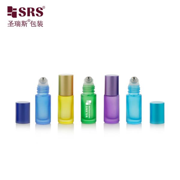 Quality Luxury Colorful Painted Matte Finished Glass Roller Ball Bottle Perfume Oil for sale