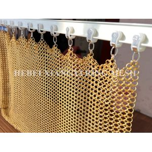 Quality Gold Color Wm Serie Chainmail Ring Mesh Curtain For Architectural Design for sale