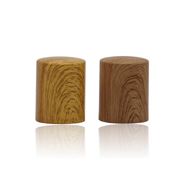 Quality Wood Grain Printing Aluminum Perfume Bottle Caps In Common Size For Perfume Pumps for sale