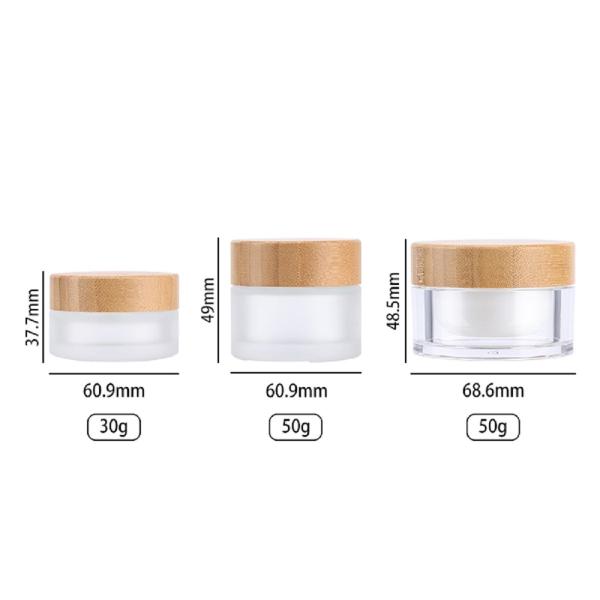 Quality 20g 30g 50g Bamboo Cosmetic Packaging Empty Glass Cosmetic Jar for sale