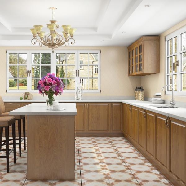 Quality Unassembled Traditional Kitchen Cabinet Solid Wood Walnut Customized for sale