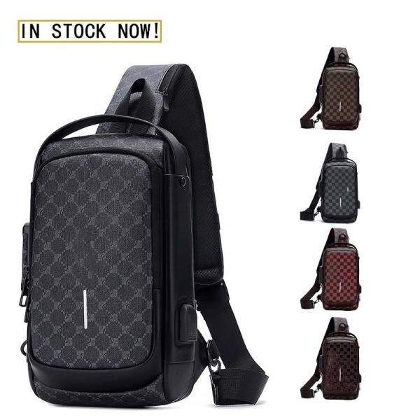 Quality Business Anti Theft Chest Men's Messenger Bags USB Cross Body Bag Custom Brand for sale