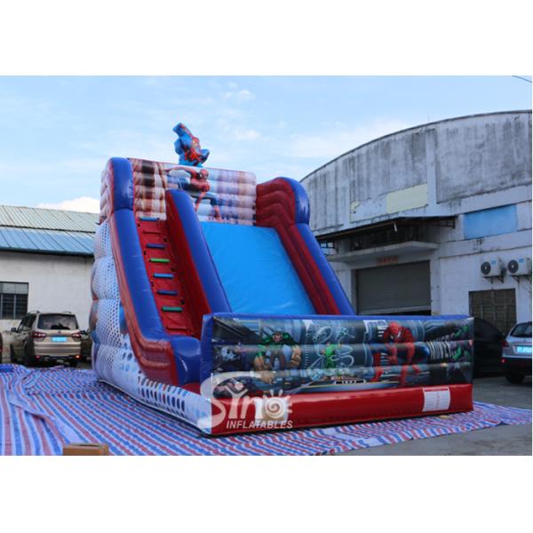 Quality 7 meters high kids spiderman inflatable slide with complete digital printing for for sale