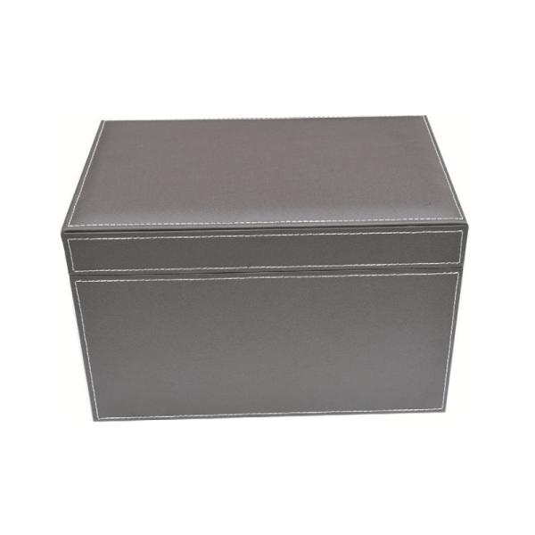 Quality Decorative Faux Leather Closet Storage Boxes With Lid Handcrafted MDF Frame for sale