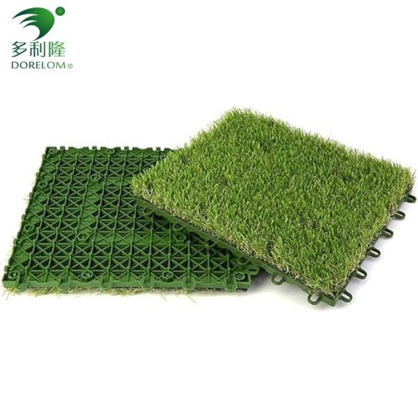 Quality Commercial Artificial Grass Turf Tile Interlocking Design 3/8 inch Gauge DIY Pet Lawn Mat for sale