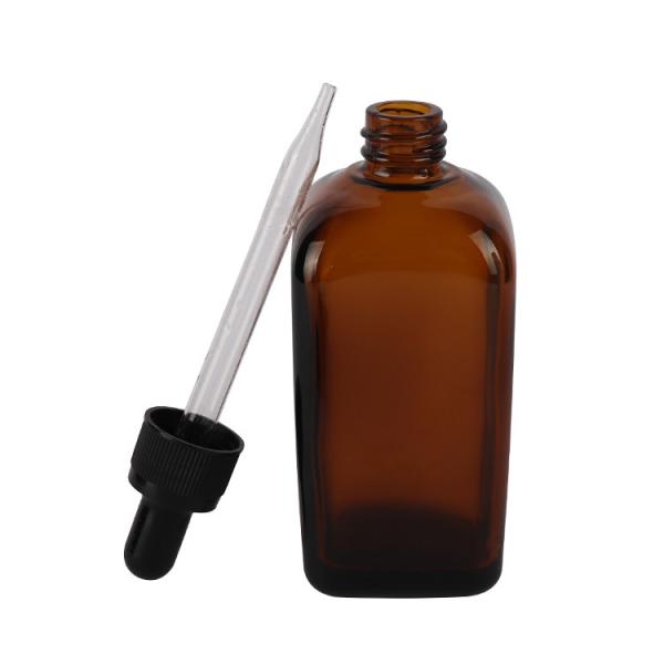 Quality Thick Square Amber Glass Dropper Bottle 5ml 10ml 15ml 20ml 30ml 50ml 100ml for sale