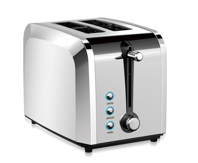 Quality 2 Slice Wide Slot Polished Stainless Steel Toaster Defrost Function for sale