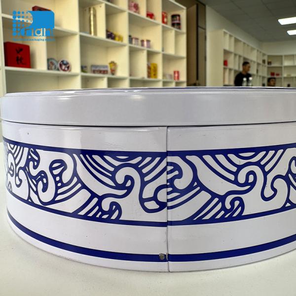 Quality Round Biscuit Tin Can Food Container Customized With Easy Open Lid for sale